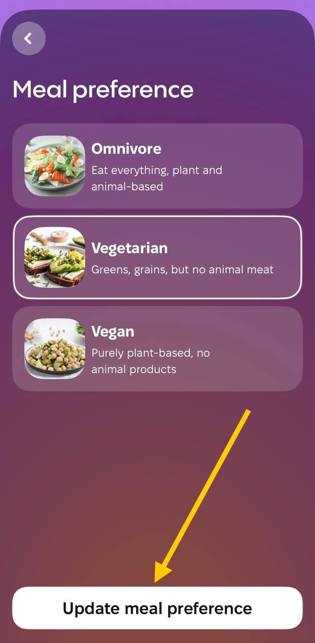 How do I change my meal preferences? – HARNA
