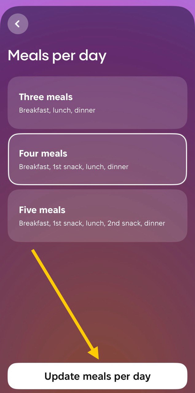 How do I change the number of meals per day? – HARNA